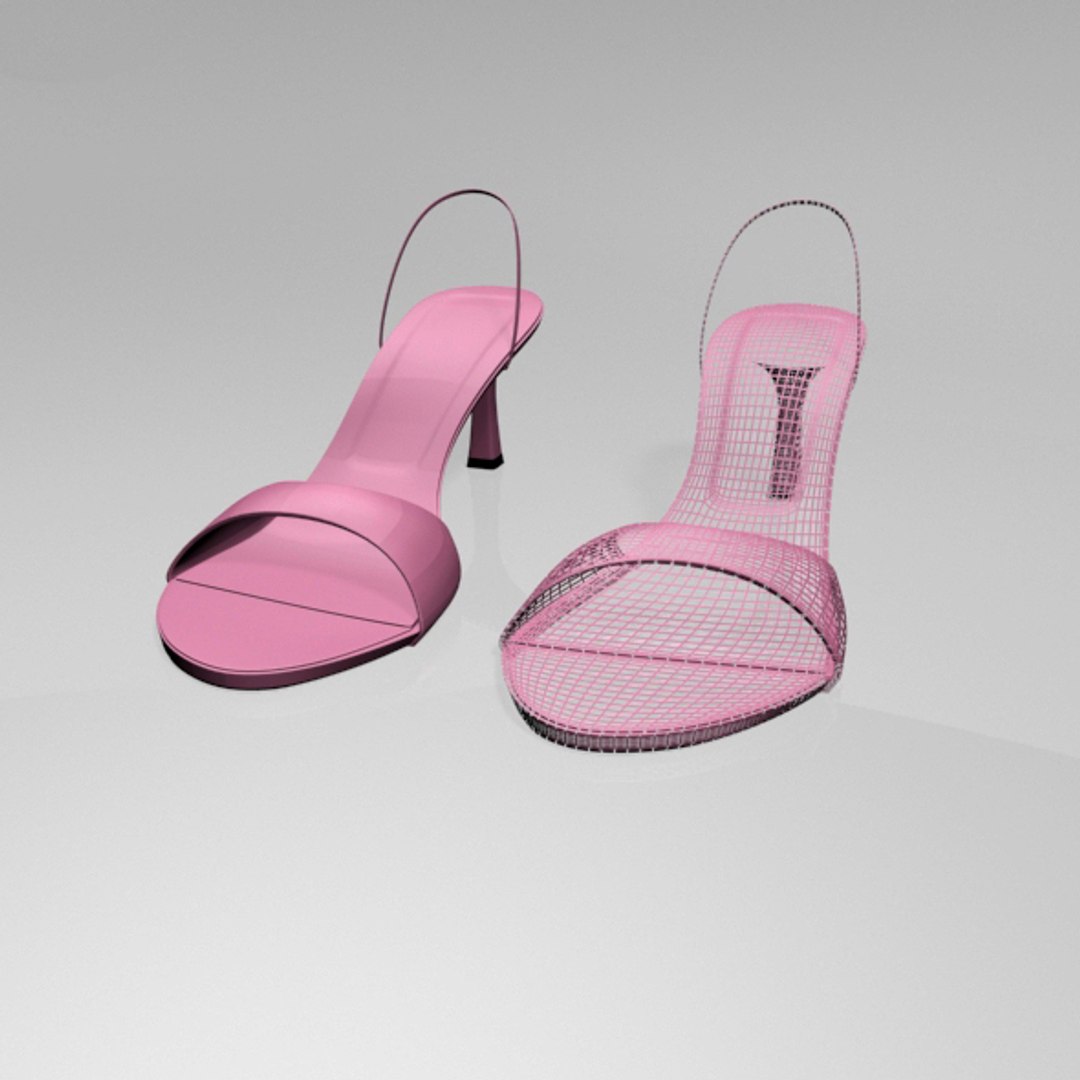 Stylish Spool-heel Slingback Sandals 3D Model - TurboSquid 1613417