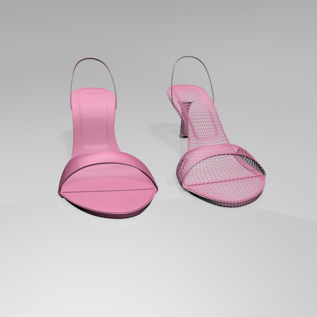 Stylish Spool-heel Slingback Sandals 3D Model - TurboSquid 1613417