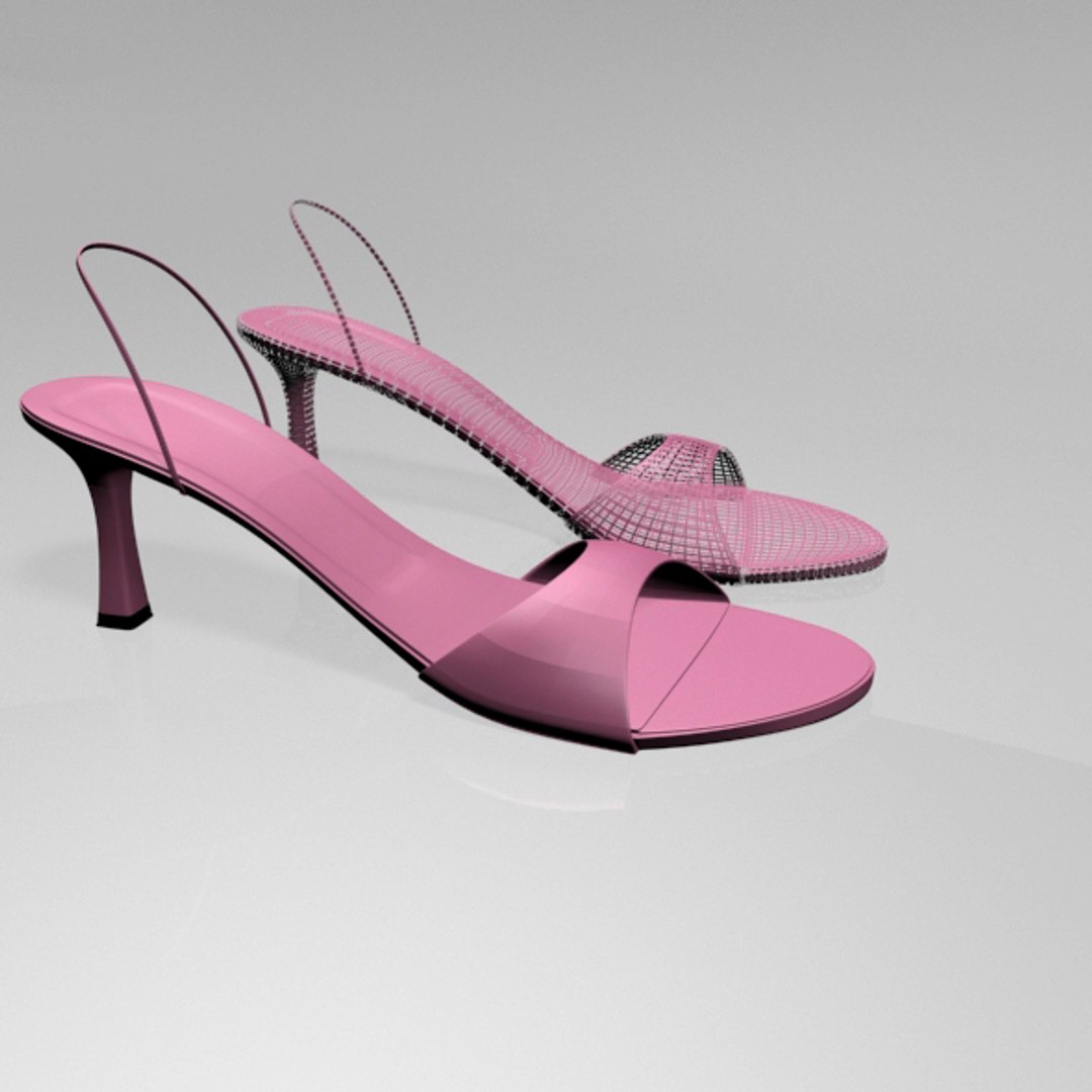 Stylish Spool-heel Slingback Sandals 3D Model - TurboSquid 1613417