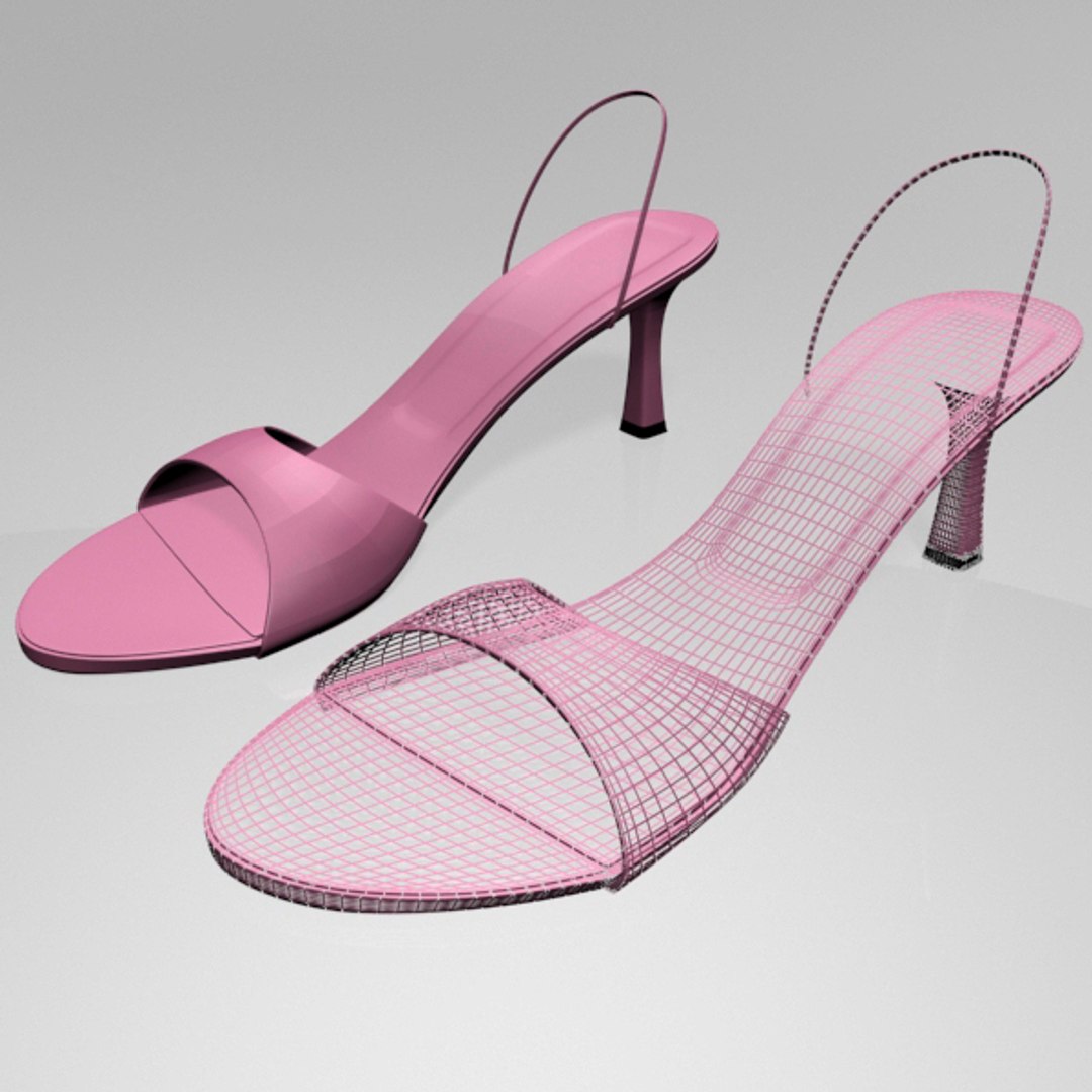 Stylish Spool-heel Slingback Sandals 3D Model - TurboSquid 1613417