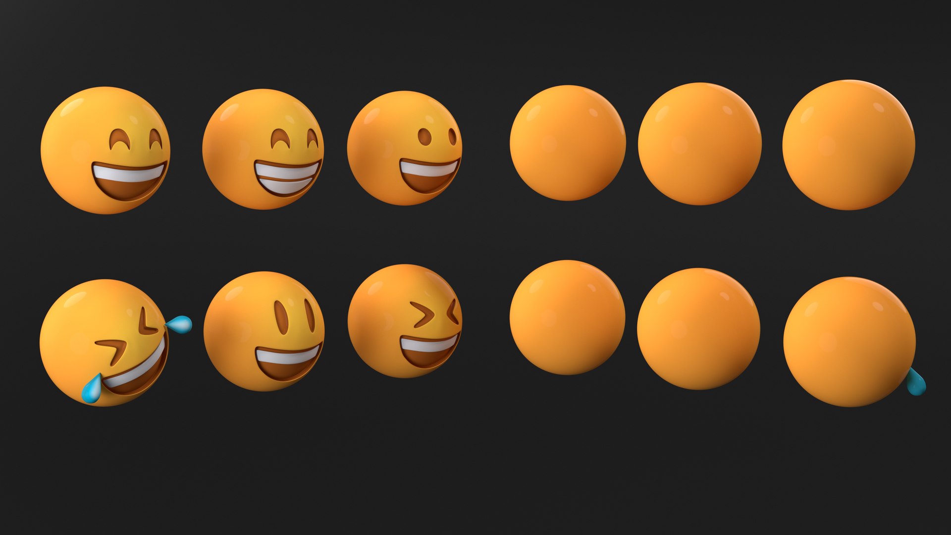 3D Model Set Of Smiling Emoji Balls - TurboSquid 2203762