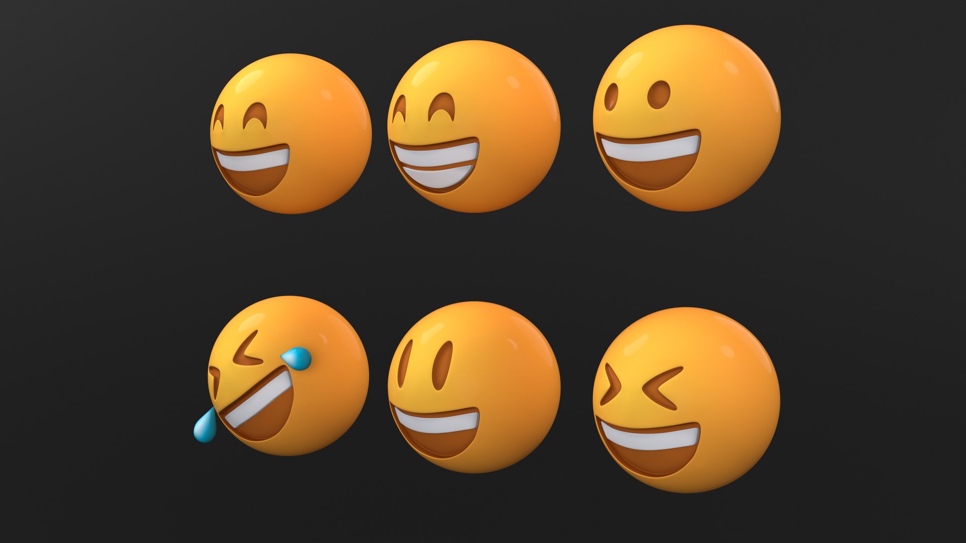 3D Model Set Of Smiling Emoji Balls - TurboSquid 2203762