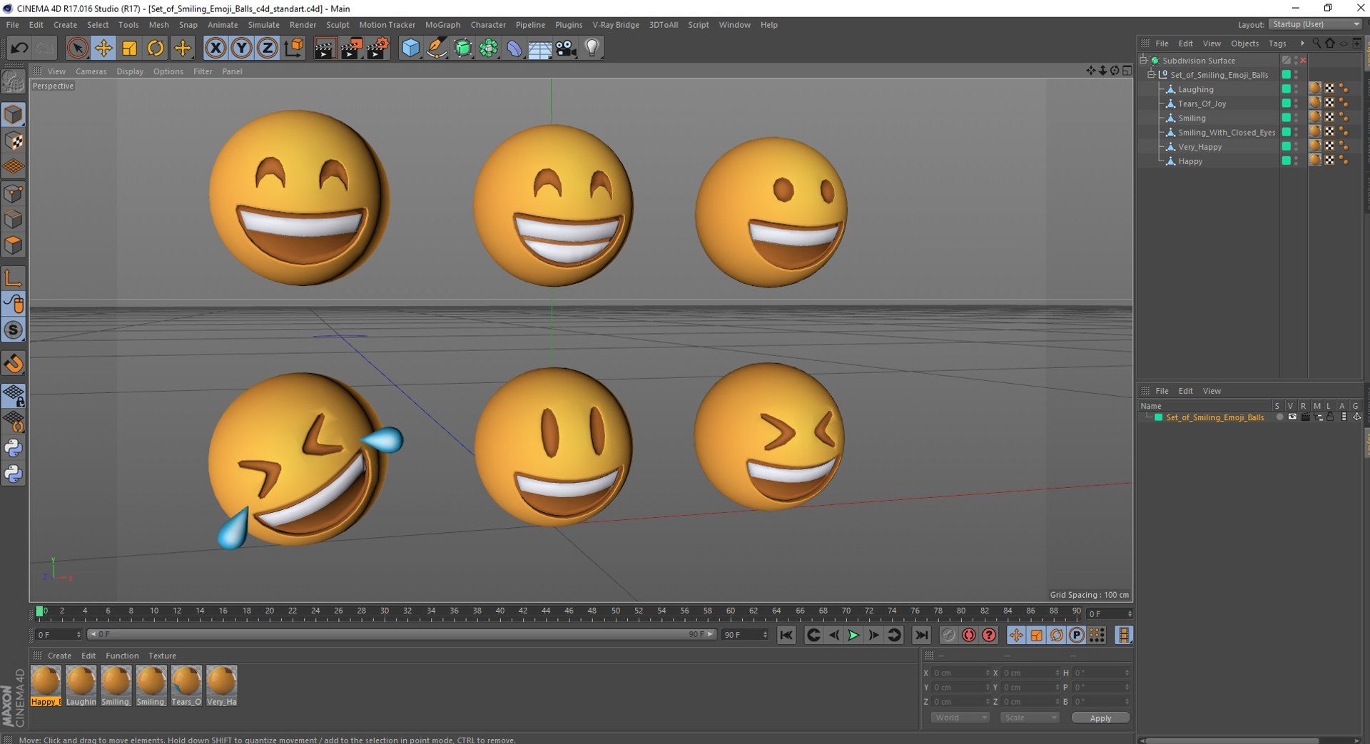 3D Model Set Of Smiling Emoji Balls - TurboSquid 2203762