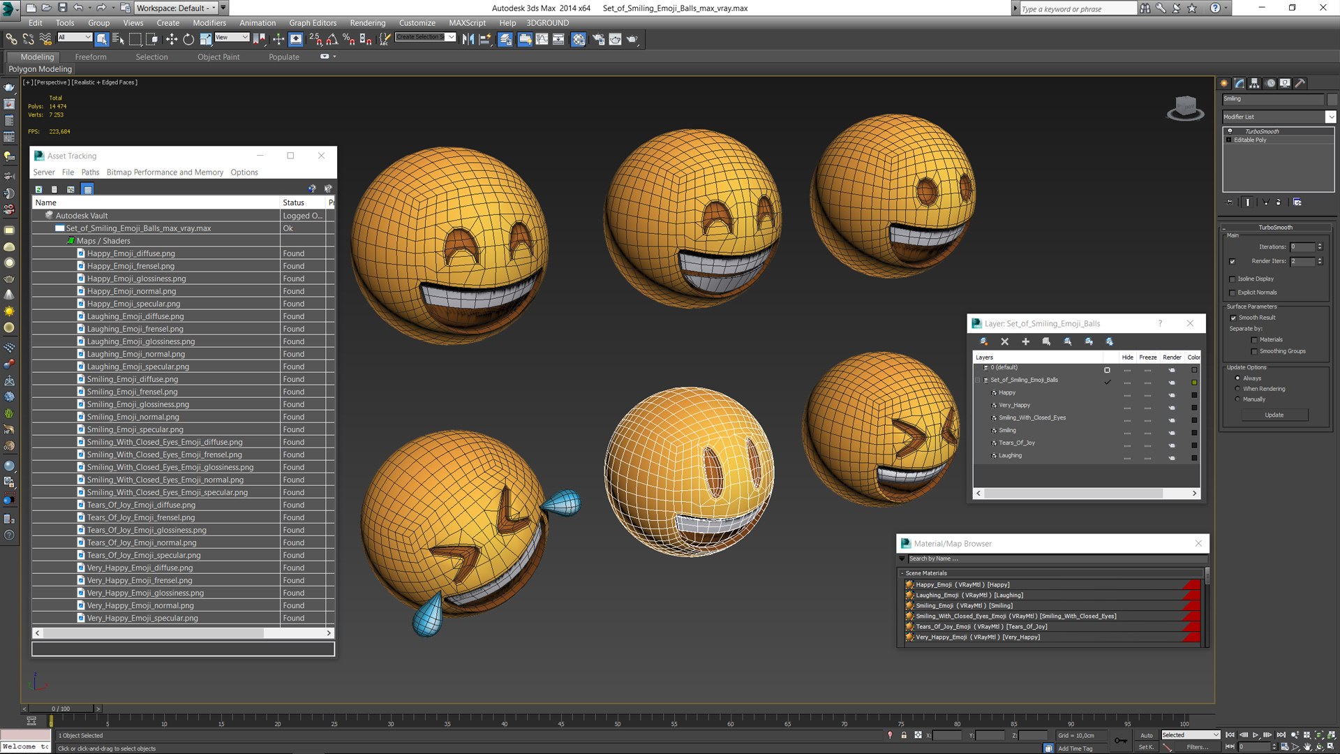 3D Model Set Of Smiling Emoji Balls - TurboSquid 2203762
