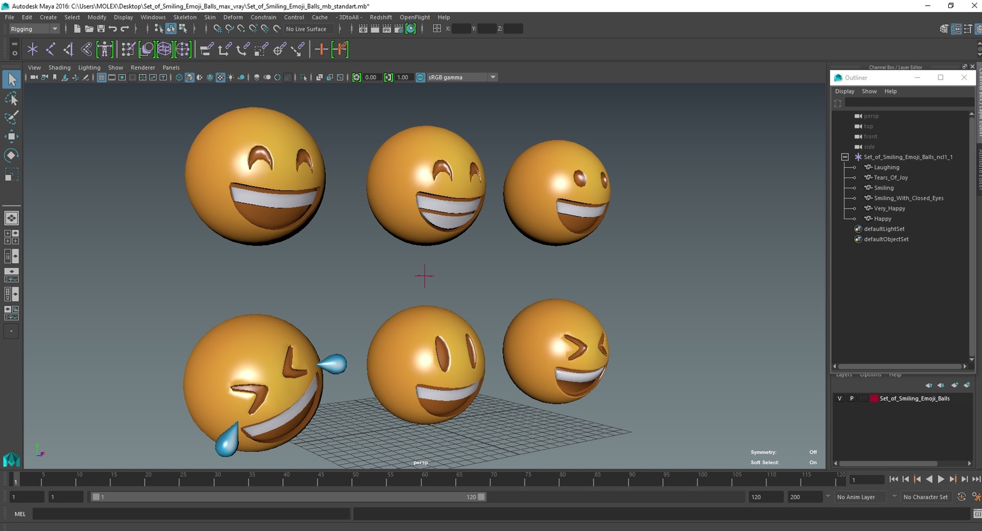 3D Model Set Of Smiling Emoji Balls - TurboSquid 2203762