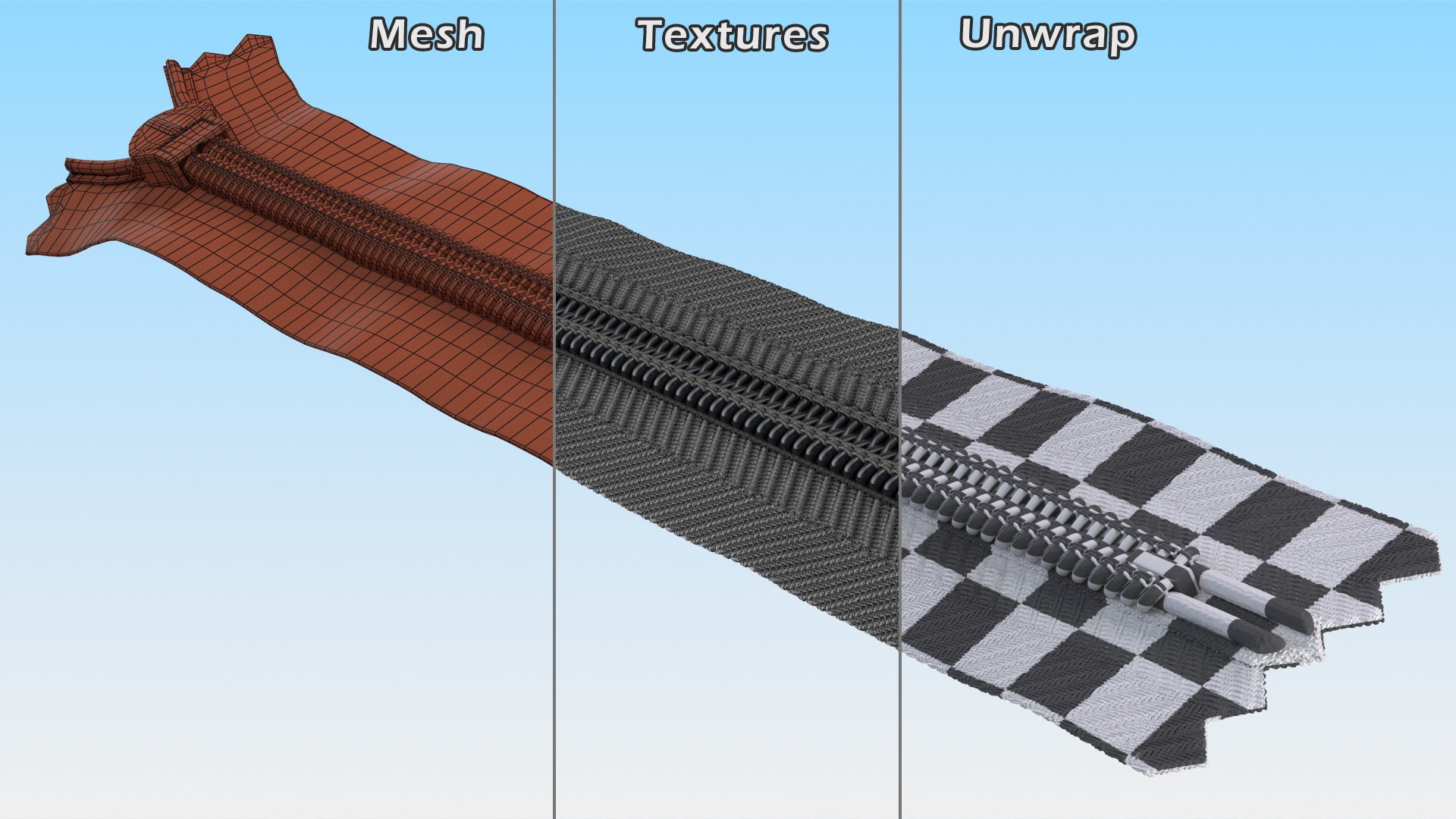 3D Nylon Invisible Zipper Black model - TurboSquid 1812130