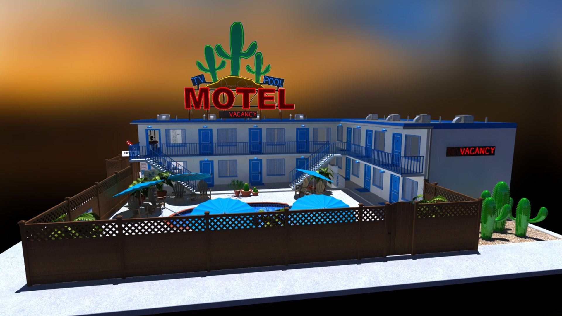 Motel Swimming Pool 3D Model - TurboSquid 1175135