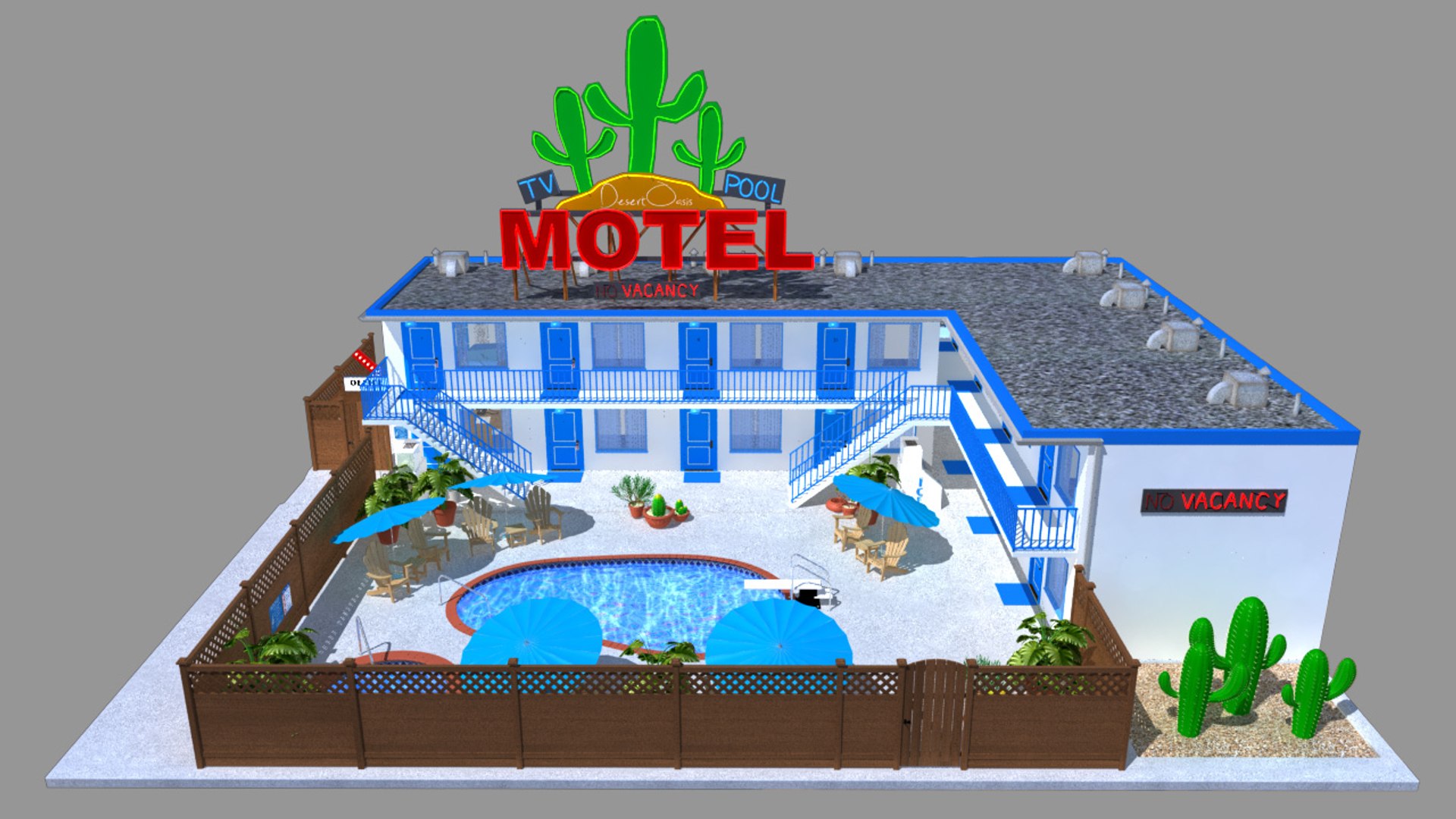 Motel Swimming Pool 3D Model - TurboSquid 1175135