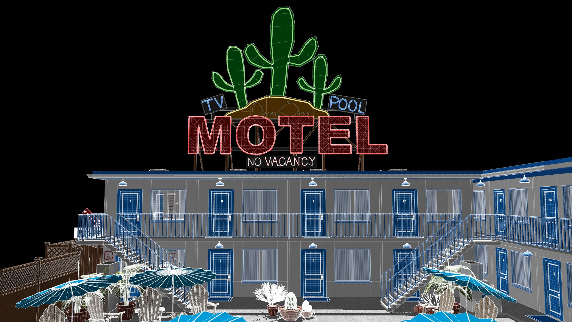 Motel Swimming Pool 3D Model - TurboSquid 1175135