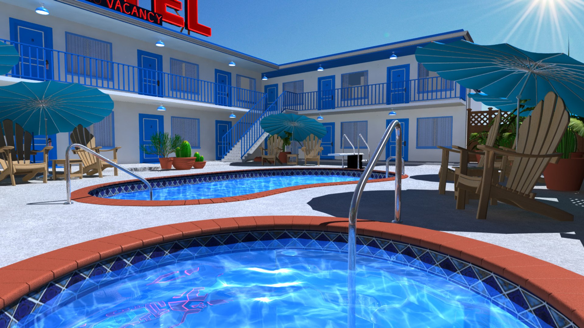 Motel Swimming Pool 3D Model - TurboSquid 1175135