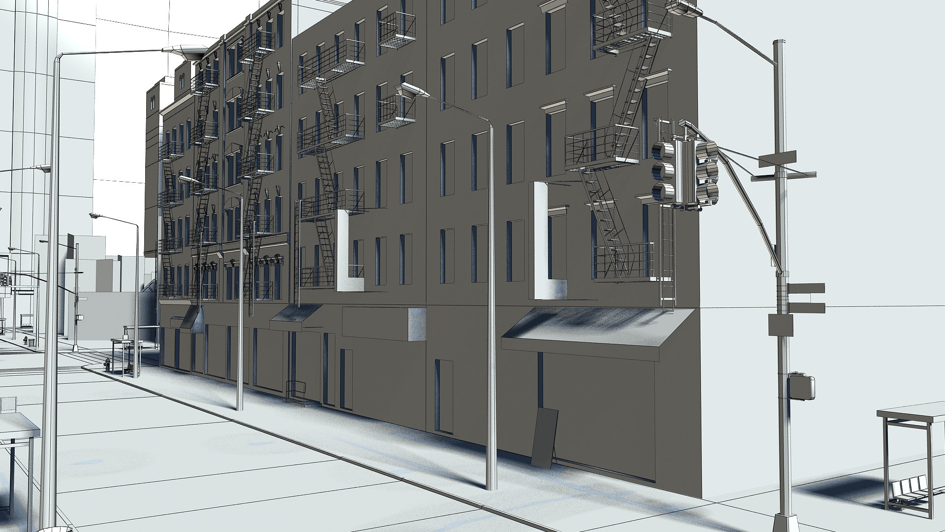 Manhattan Style Block 3D Model - TurboSquid 1742711