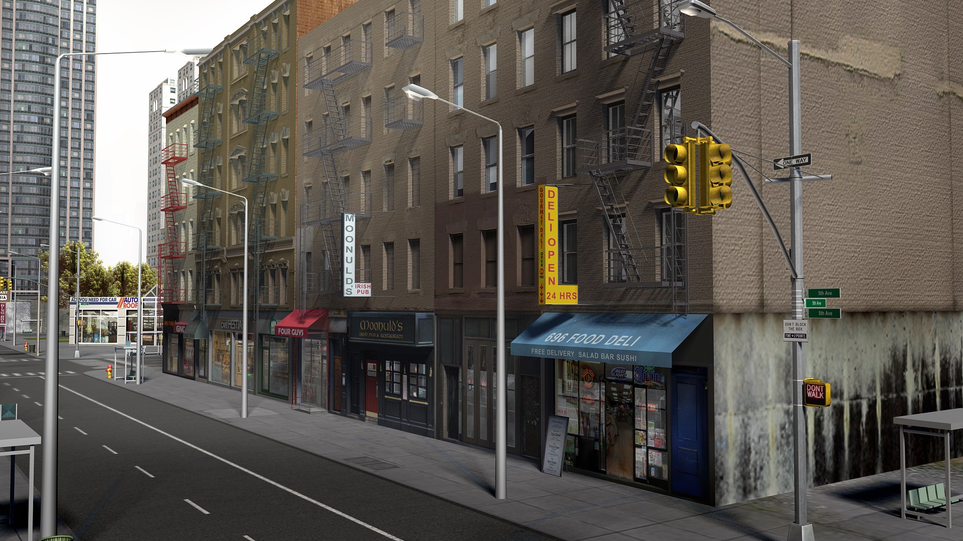 Manhattan Style Block 3D Model - TurboSquid 1742711