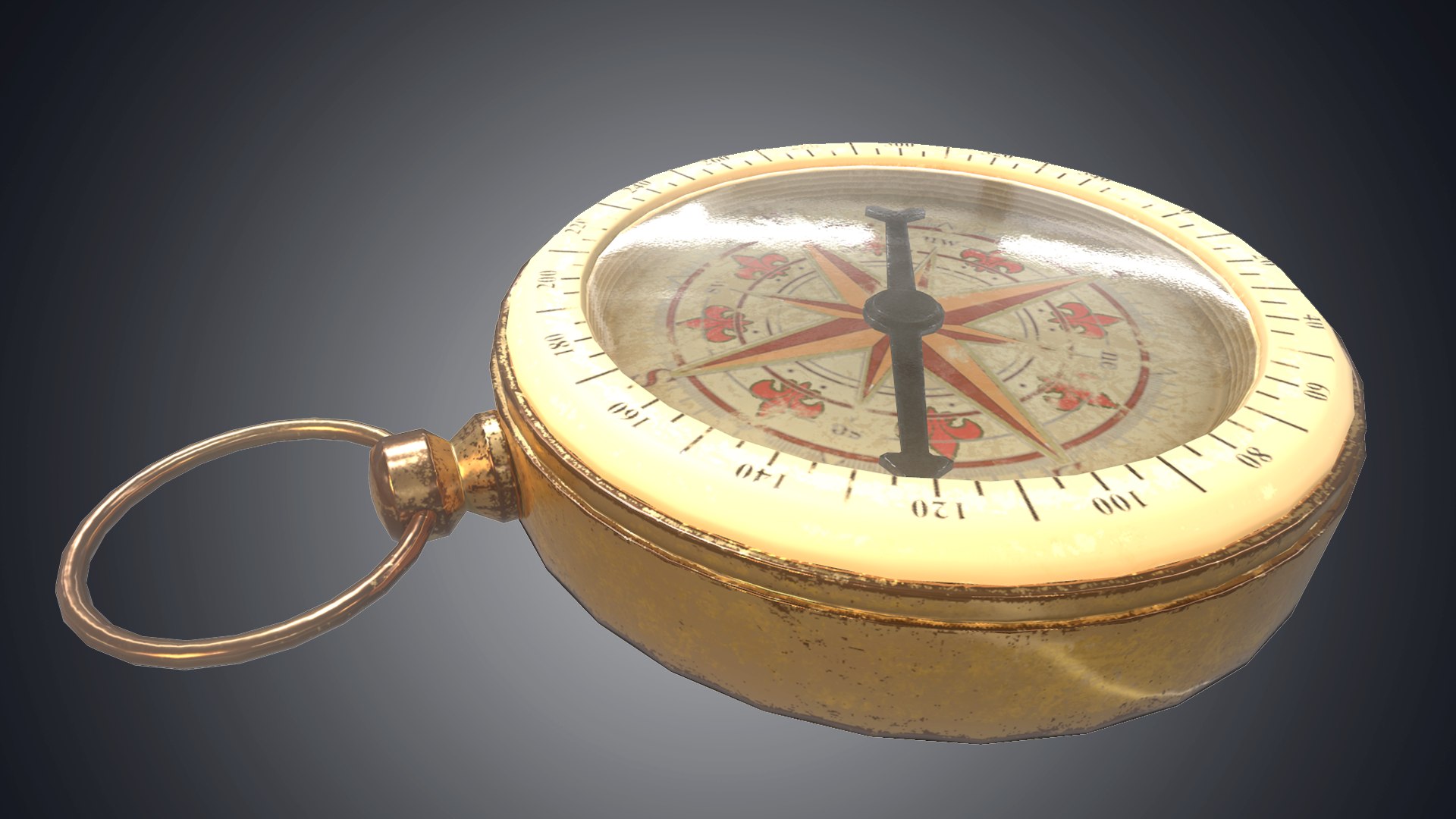 3D Model Vintage Gold Antique Compass Da1 - TurboSquid 1964073