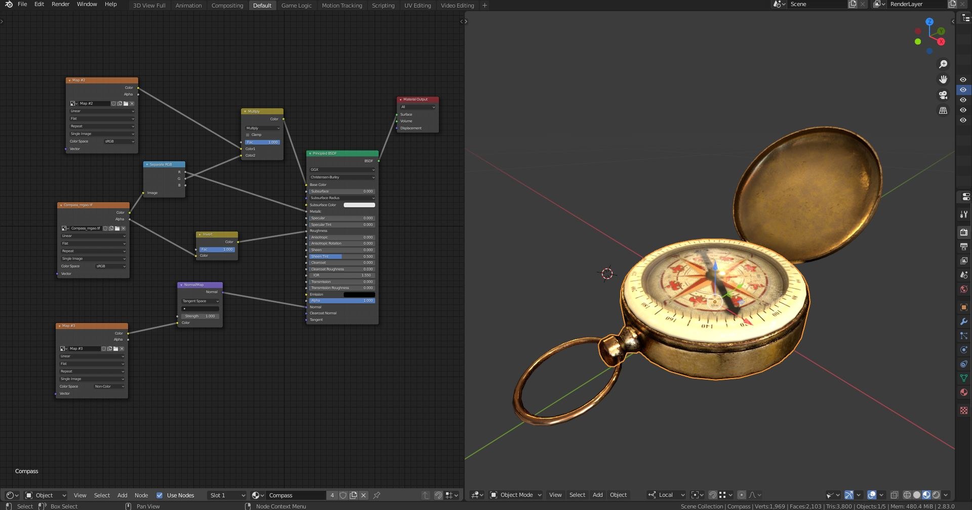 3D Model Vintage Gold Antique Compass Da1 - TurboSquid 1964073
