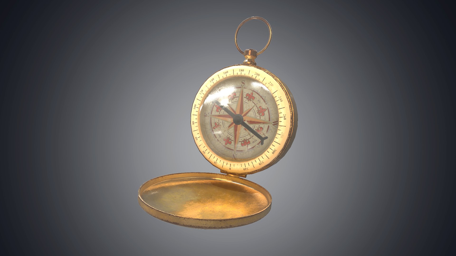 3D Model Vintage Gold Antique Compass Da1 - TurboSquid 1964073