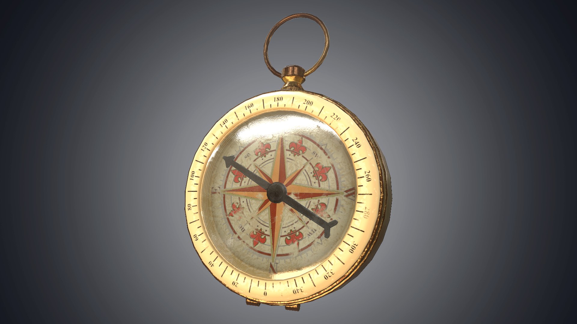 3D Model Vintage Gold Antique Compass Da1 - TurboSquid 1964073
