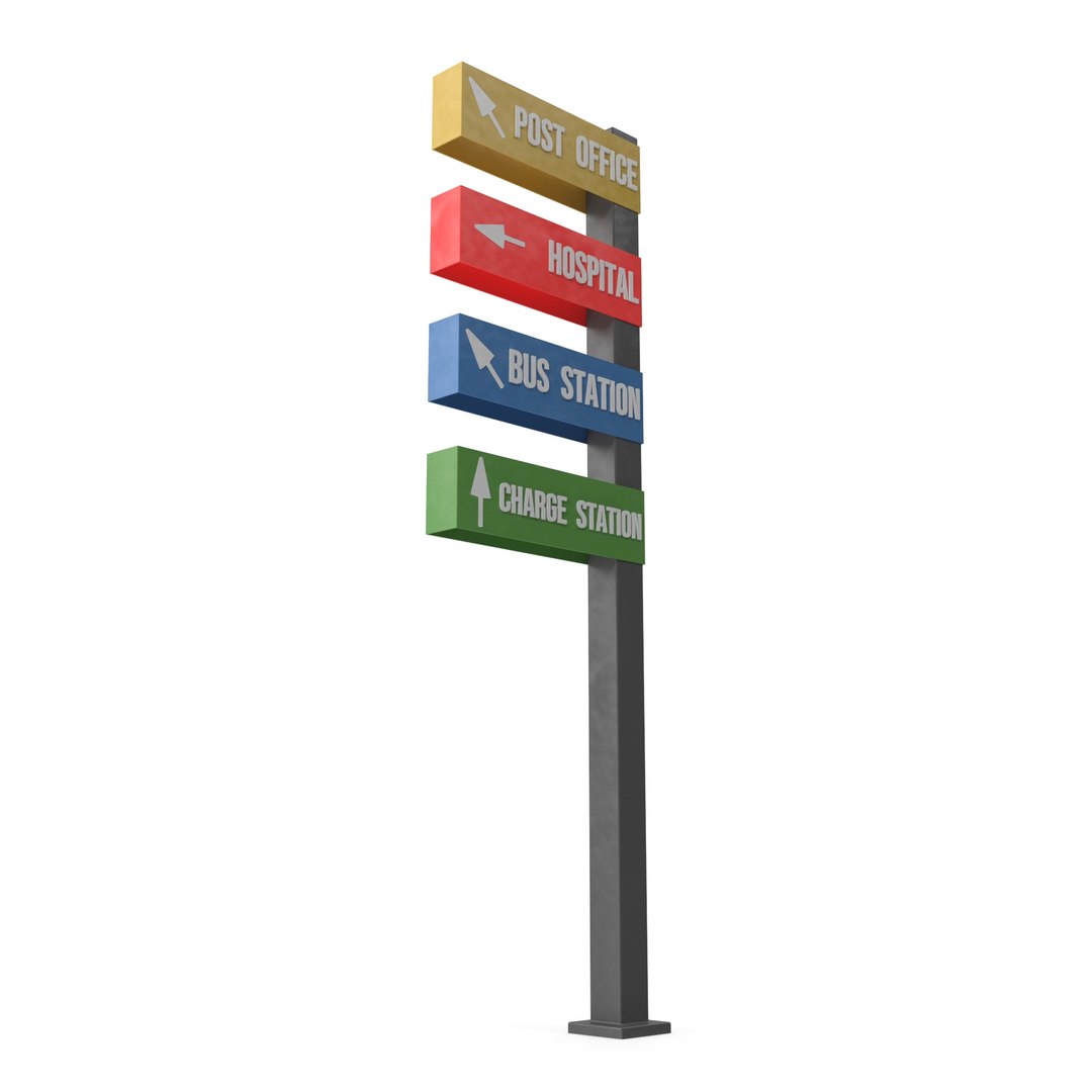Vivid Metal Directional Sign 3D Model - TurboSquid 2305551