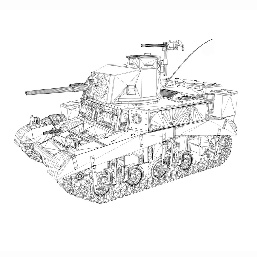 Cinema4d British M3 Stuart Light Tank