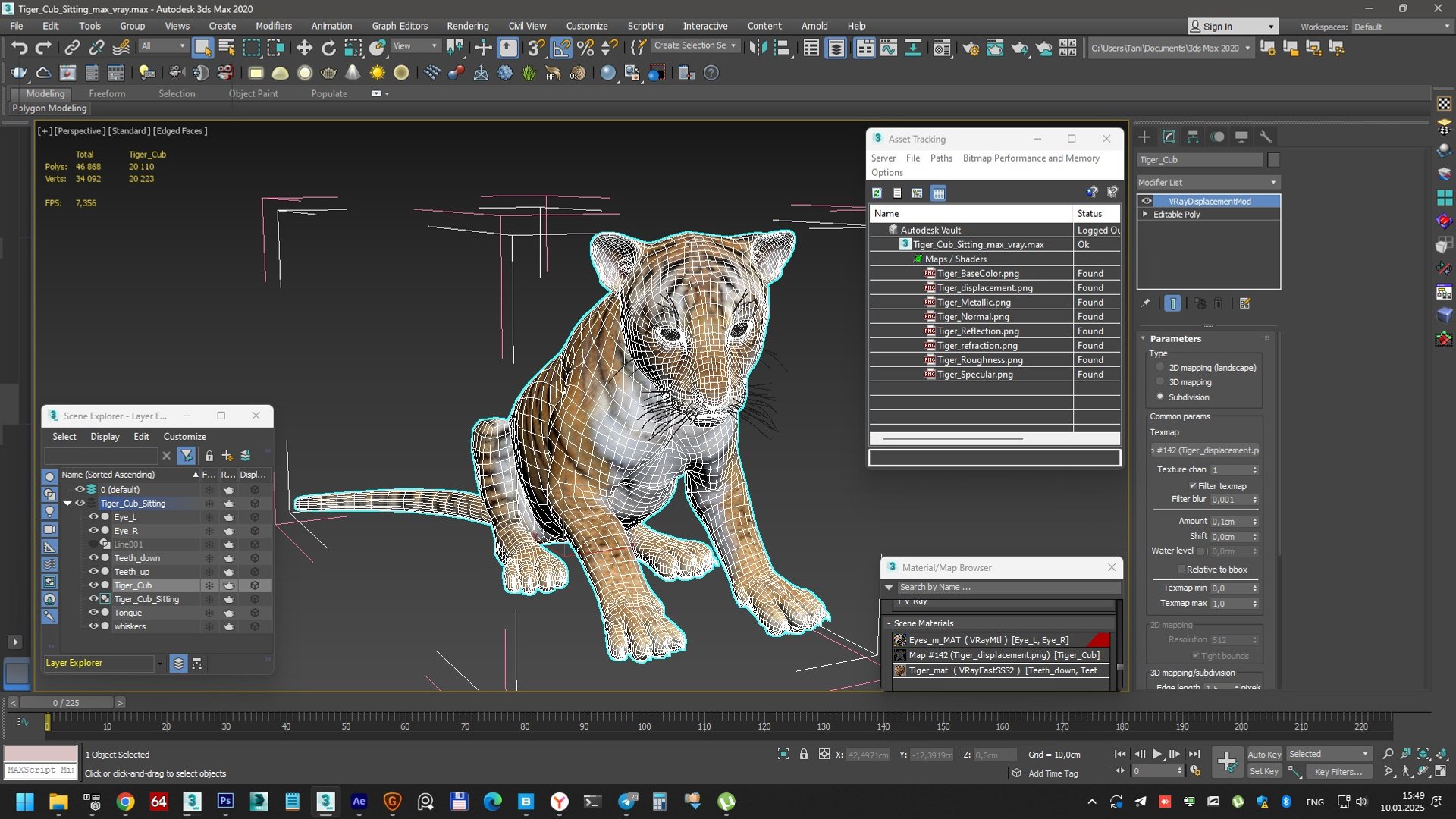 3D Model Tiger Cub Sitting - TurboSquid 2340793