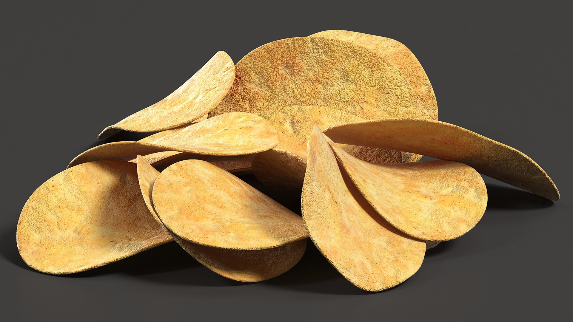 3D Bunch Of Potato Chips - TurboSquid 1987239