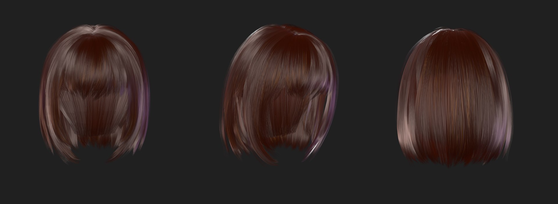 3D CG Hair Short Big Waves Female Hair Beauty Hair 10 PBR Game Model ...