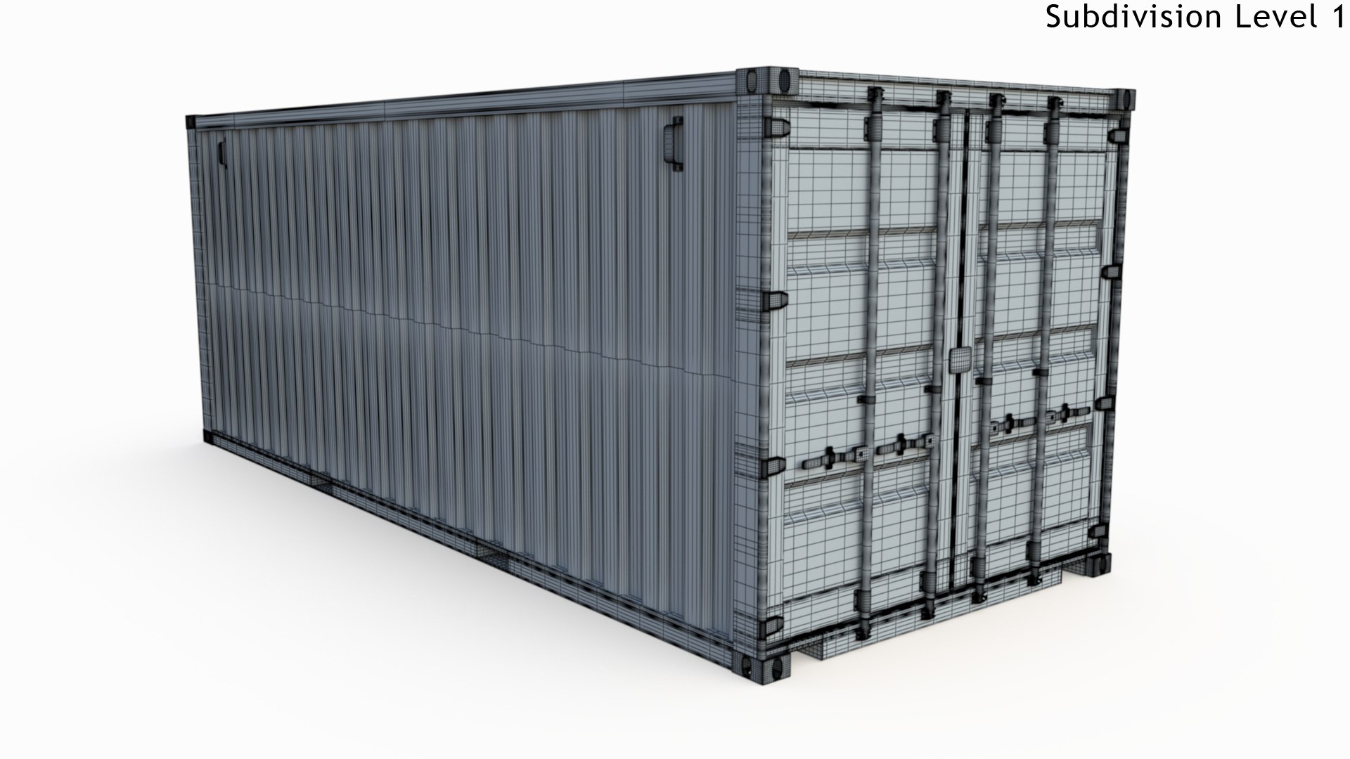 3D Cargo Container 20 Ft ISO High And Low Poly PBR LOD - TurboSquid 2145741