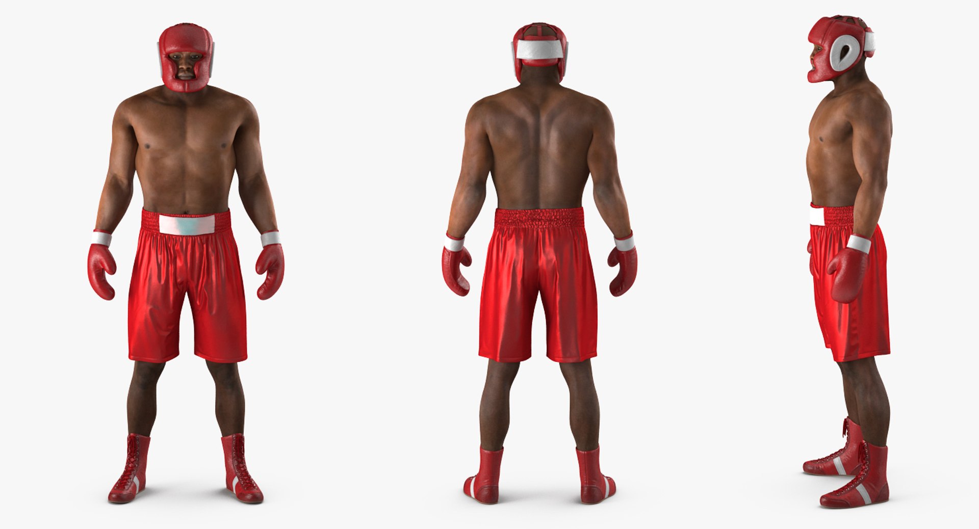 African American Boxer Red 3d Model