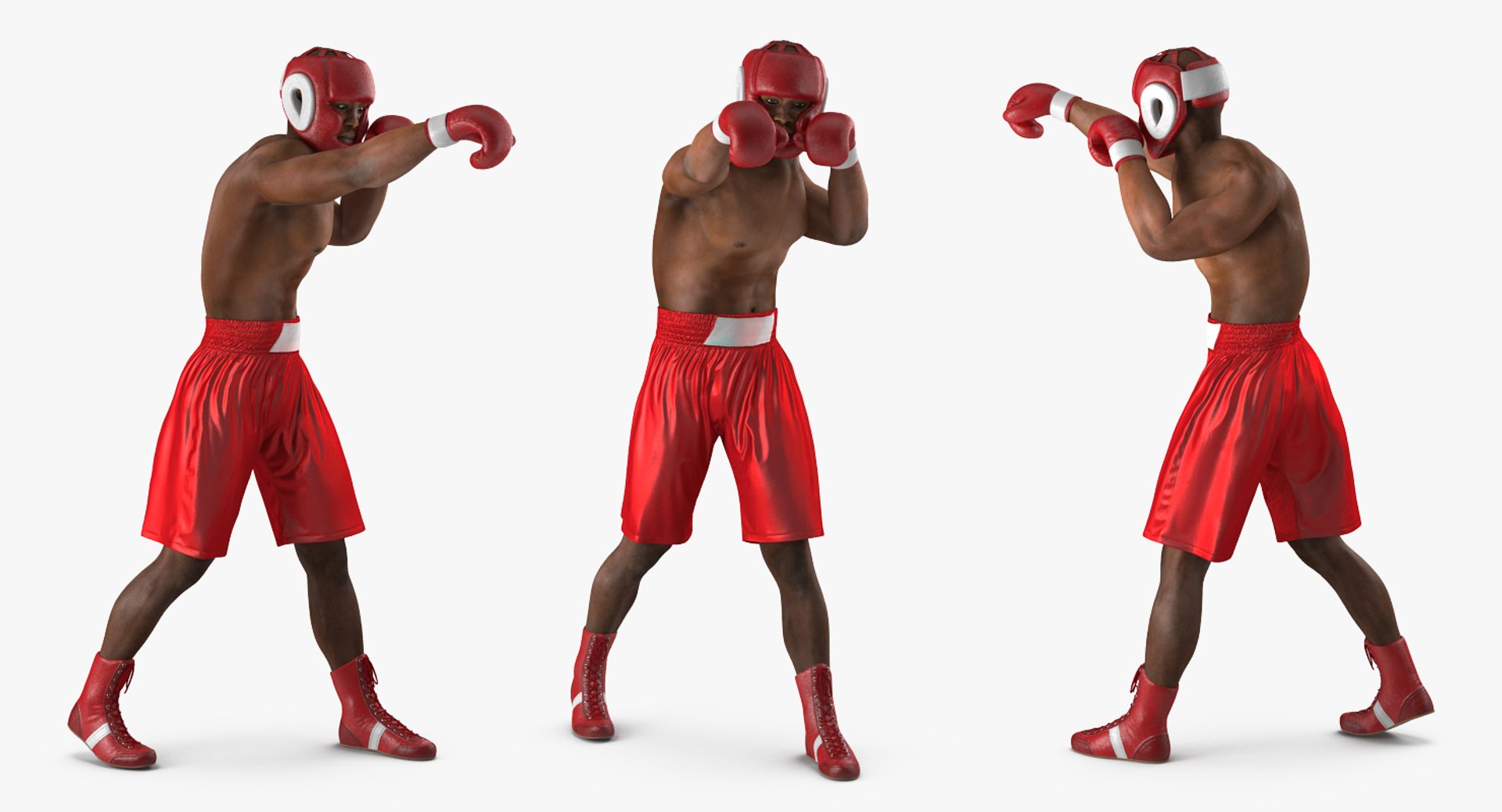 African American Boxer Red 3d Model