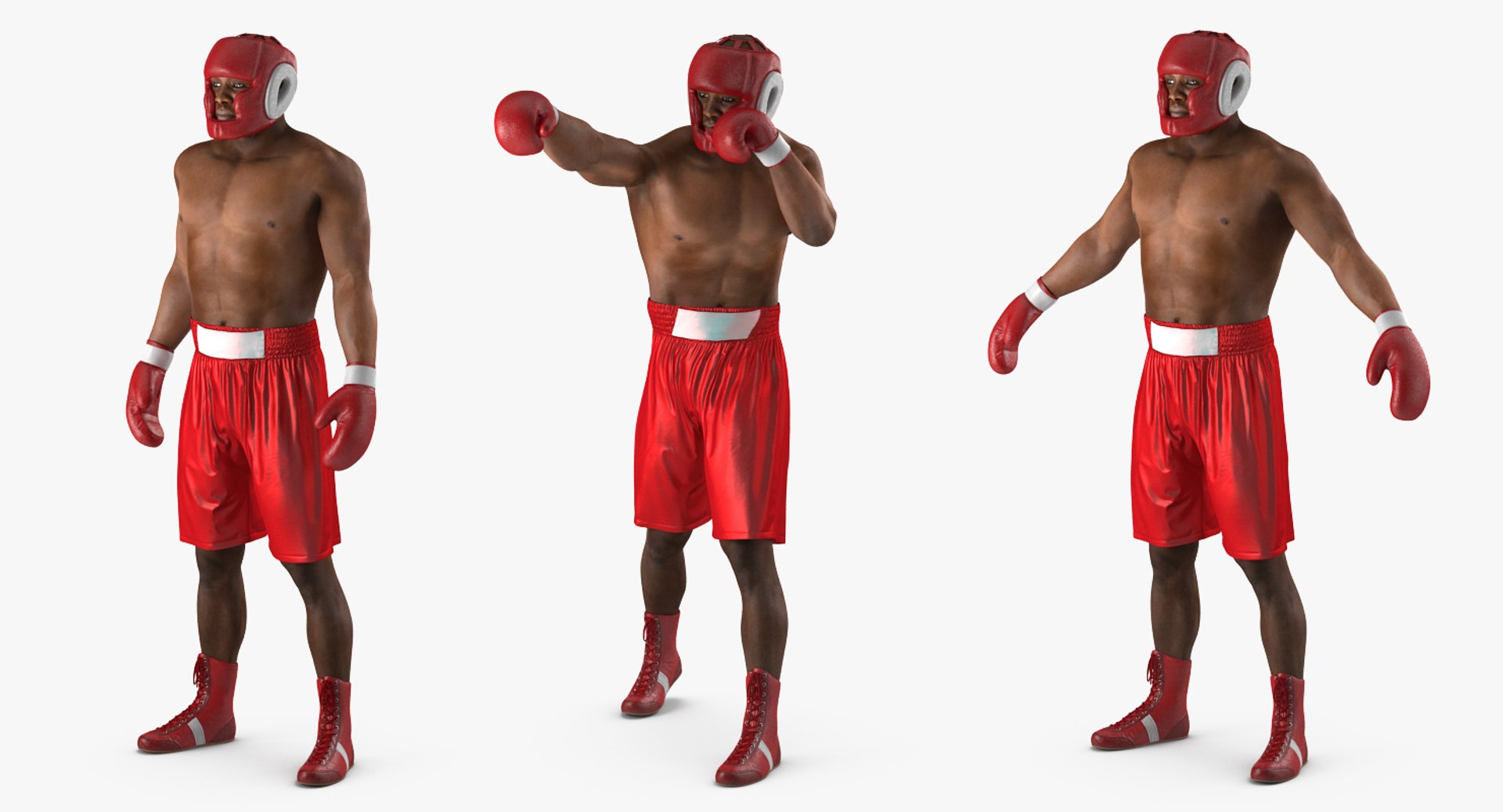 African American Boxer Red 3d Model