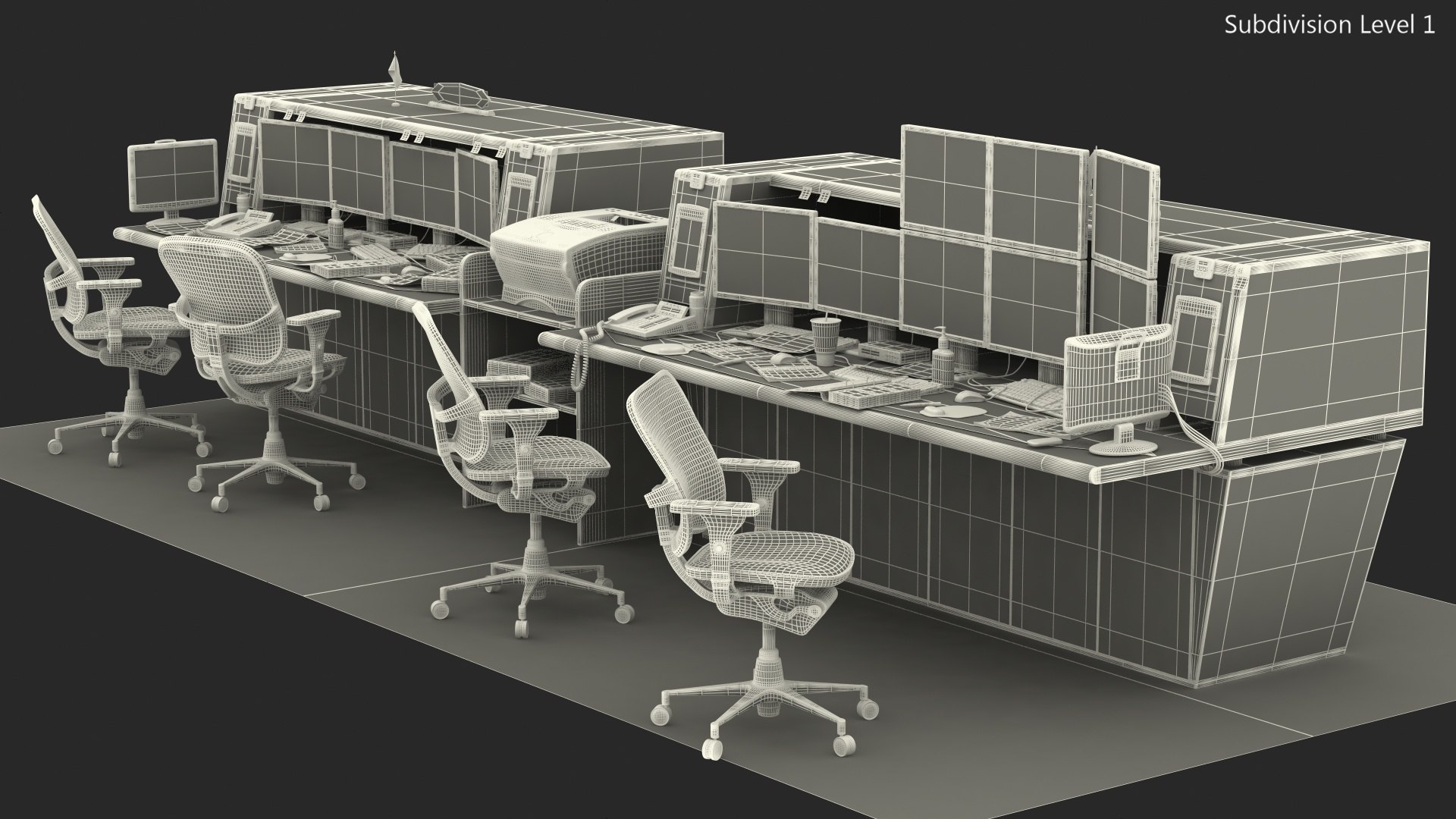 Office workstation set model - TurboSquid 1505891