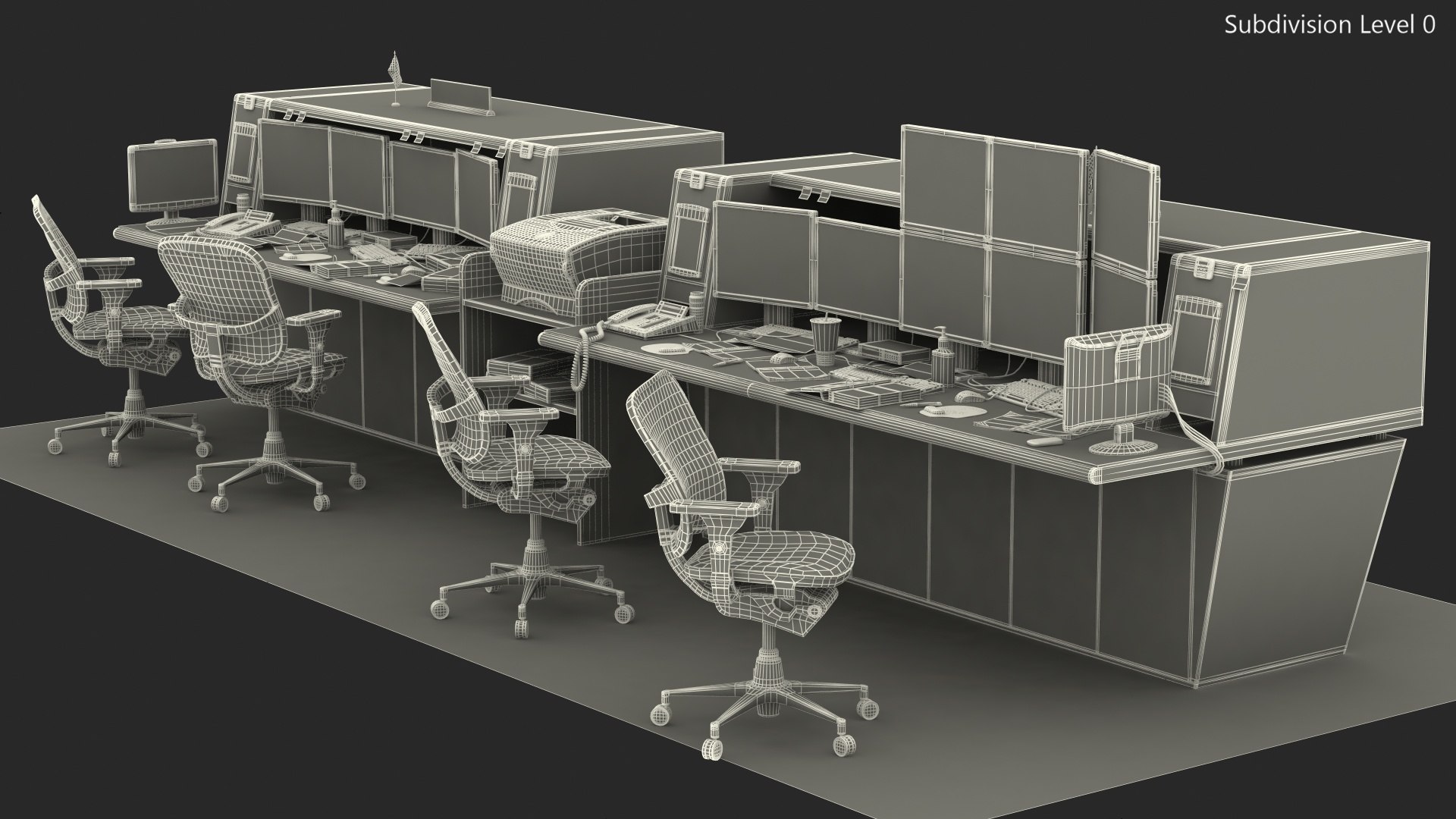 Office workstation set model - TurboSquid 1505891