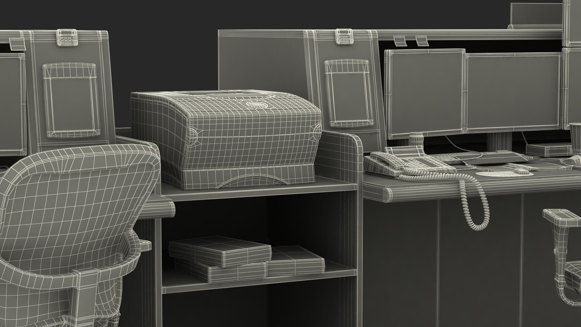 Office workstation set model - TurboSquid 1505891