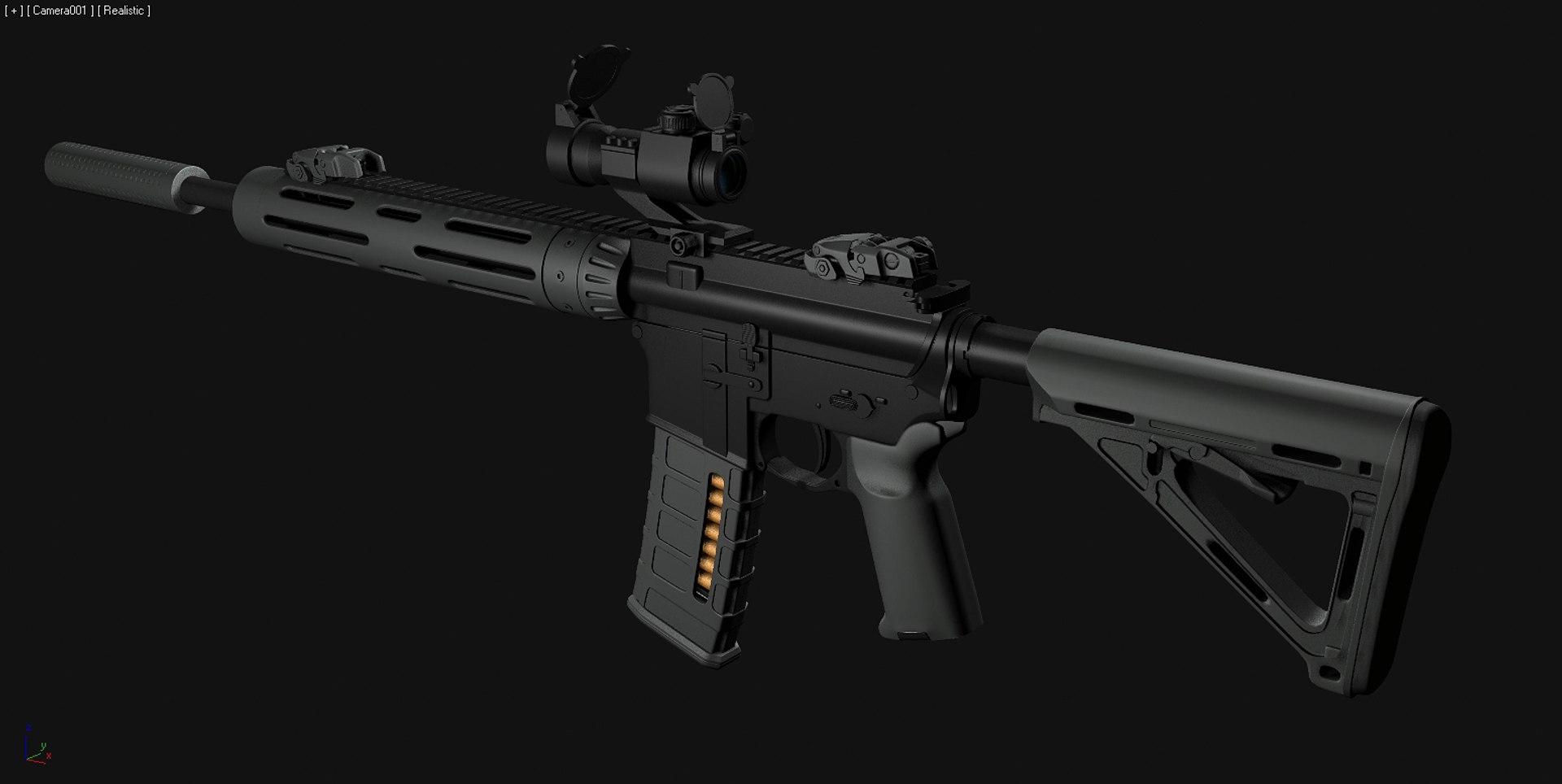 3d Highpoly Custom M4 Rifle