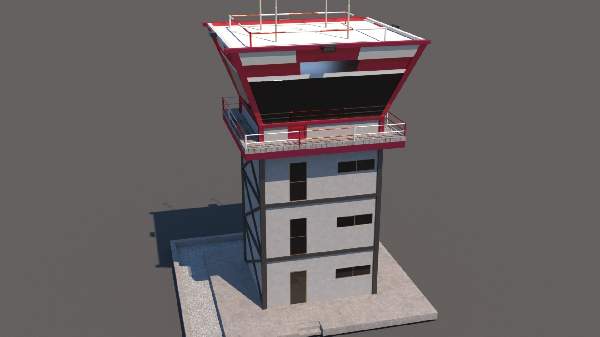 Airfield Control Tower 3D Model - TurboSquid 1690930