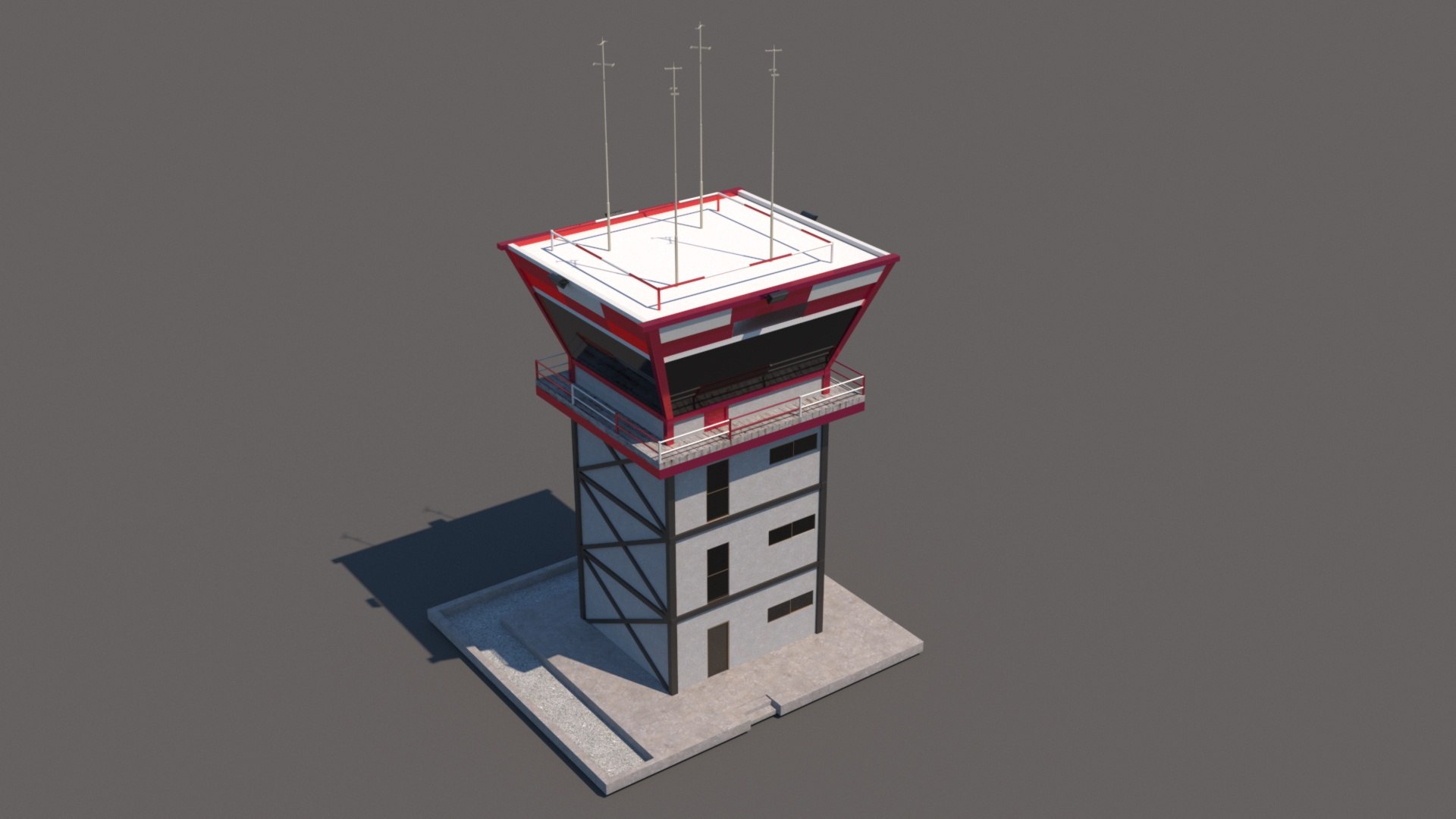 Airfield Control Tower 3D Model - TurboSquid 1690930