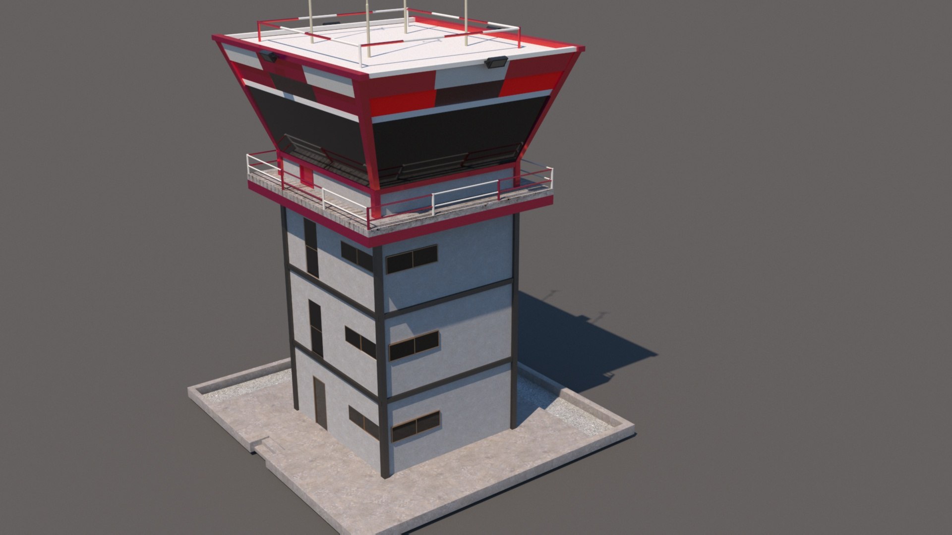 Airfield Control Tower 3D Model - TurboSquid 1690930