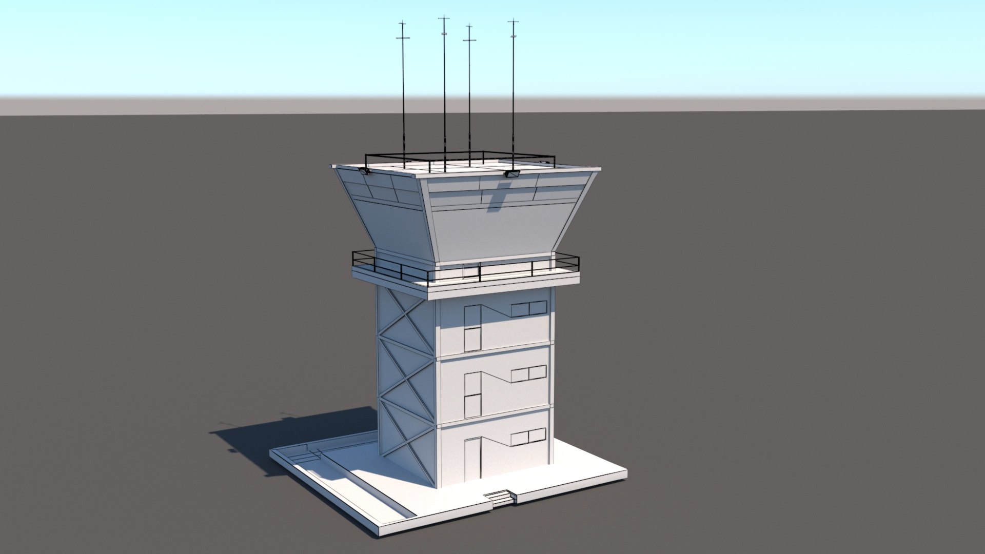 Airfield Control Tower 3D Model - TurboSquid 1690930