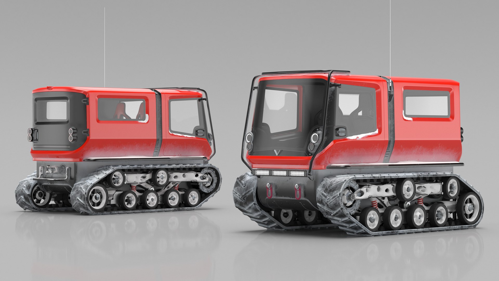 Red Snowy Arctica Vehicle Simple Interior Rigged For Cinema 4D Model ...