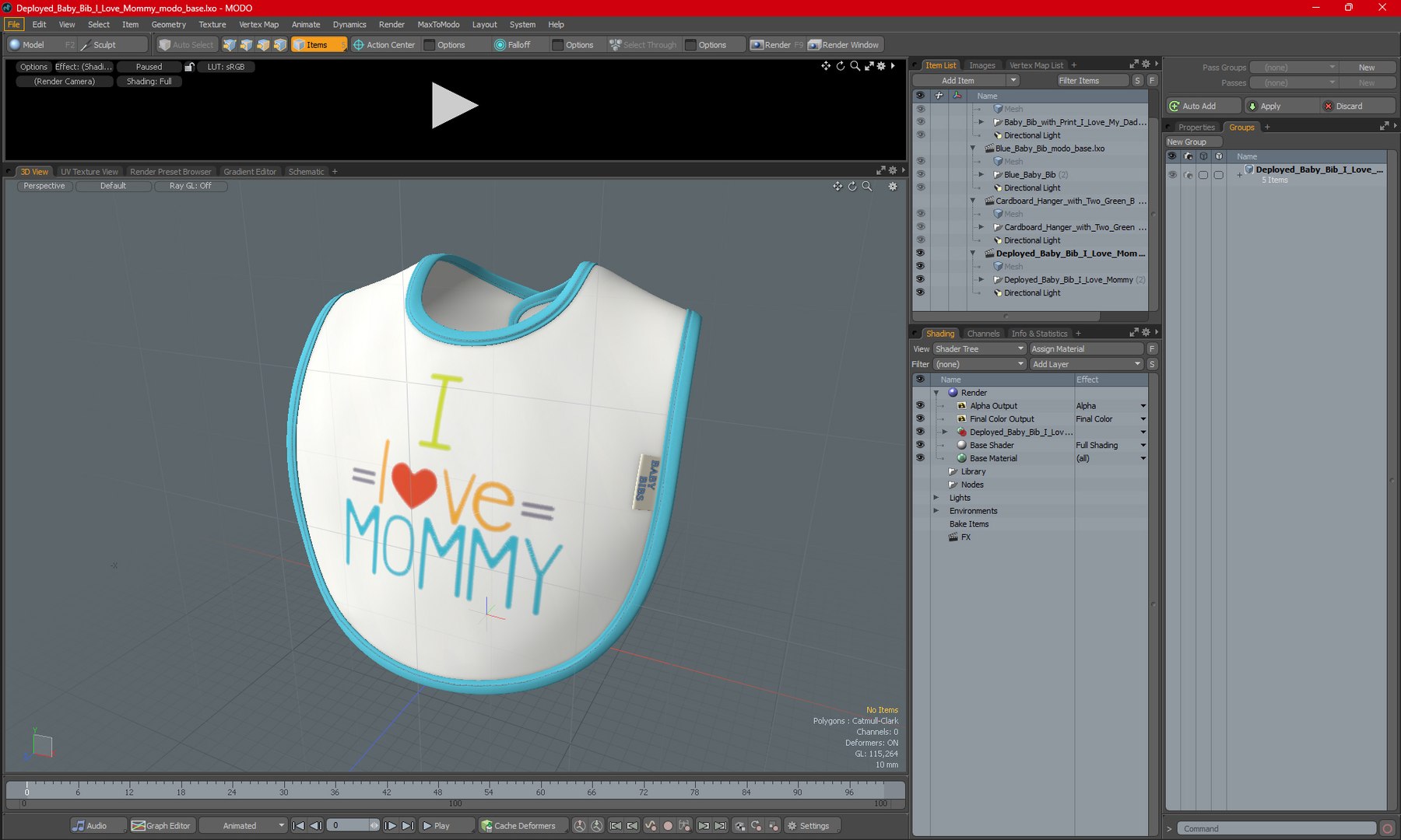 3D Deployed Baby Bib I Love Mommy Model - TurboSquid 2113748