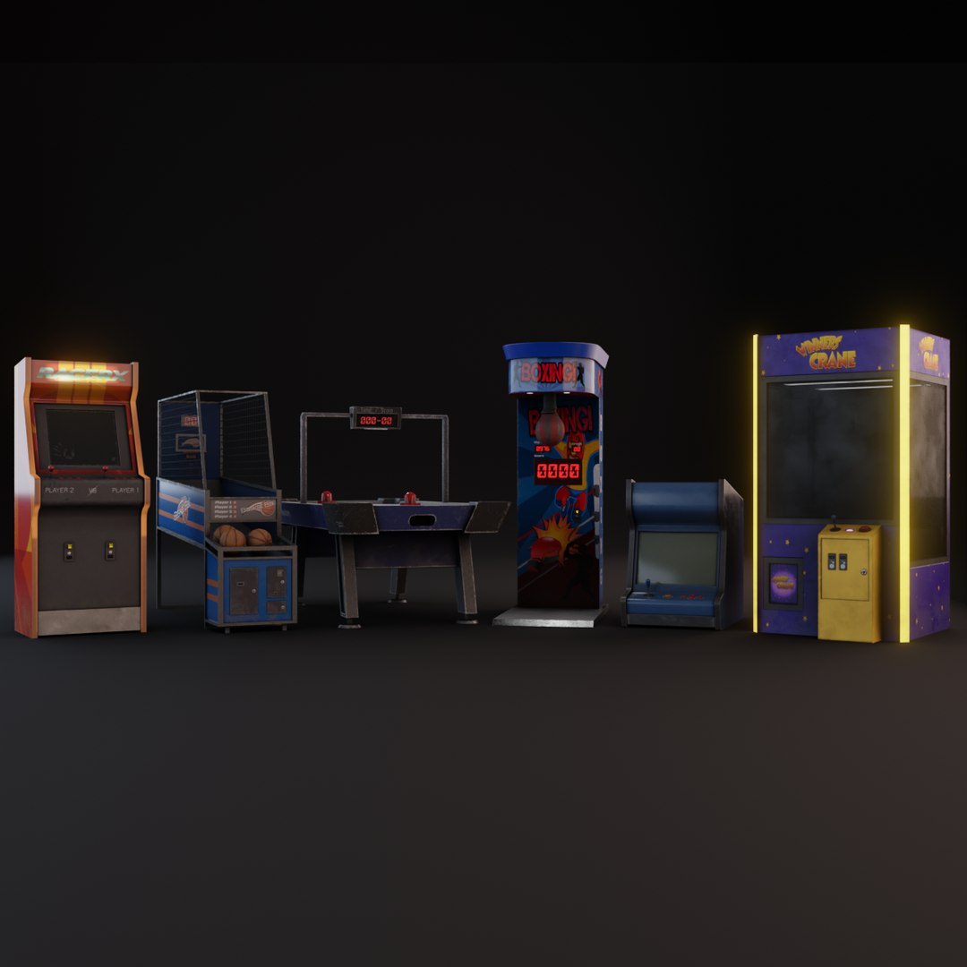 3D Arcade Room Props package - Game Ready Lowpoly PBR - TurboSquid 1928366