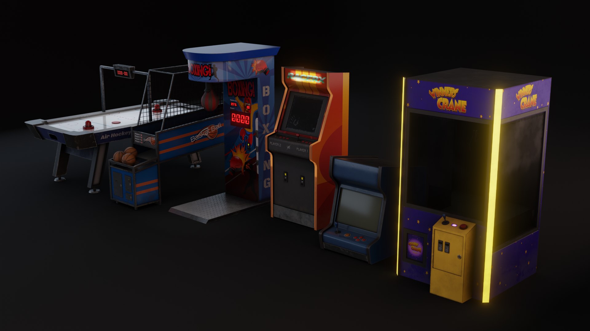 3D Arcade Room Props package - Game Ready Lowpoly PBR - TurboSquid 1928366