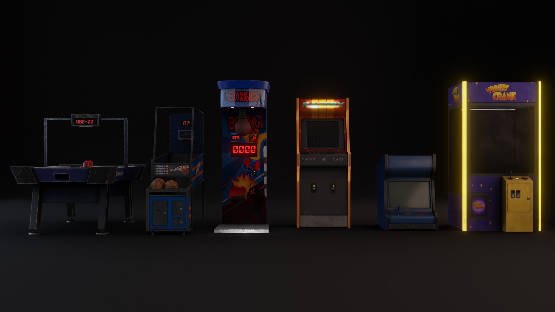 3D Arcade Room Props package - Game Ready Lowpoly PBR - TurboSquid 1928366