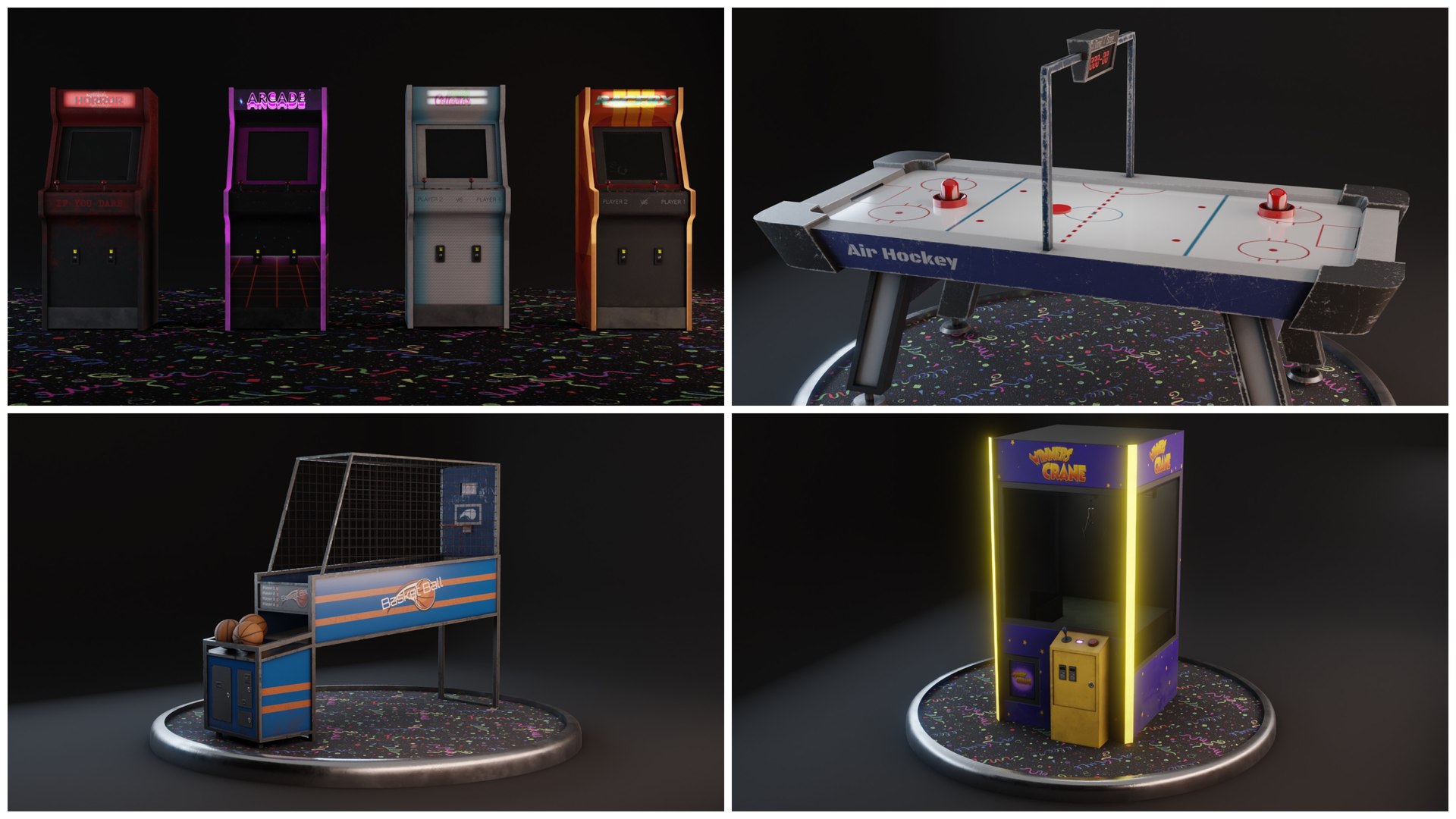 3D Arcade Room Props package - Game Ready Lowpoly PBR - TurboSquid 1928366