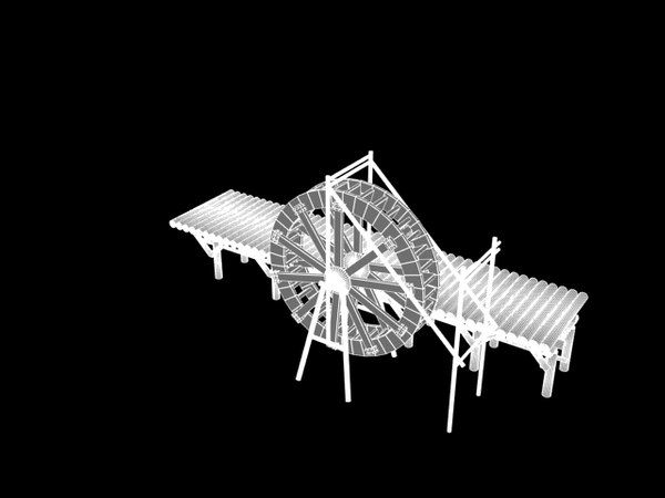 giant water wheel 3d model