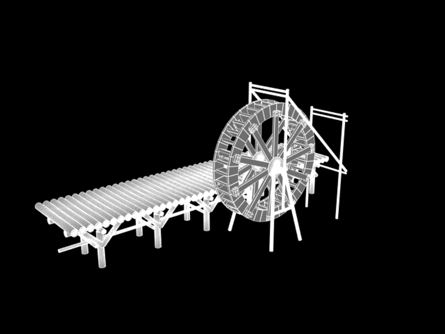 Giant Water Wheel 3d Model