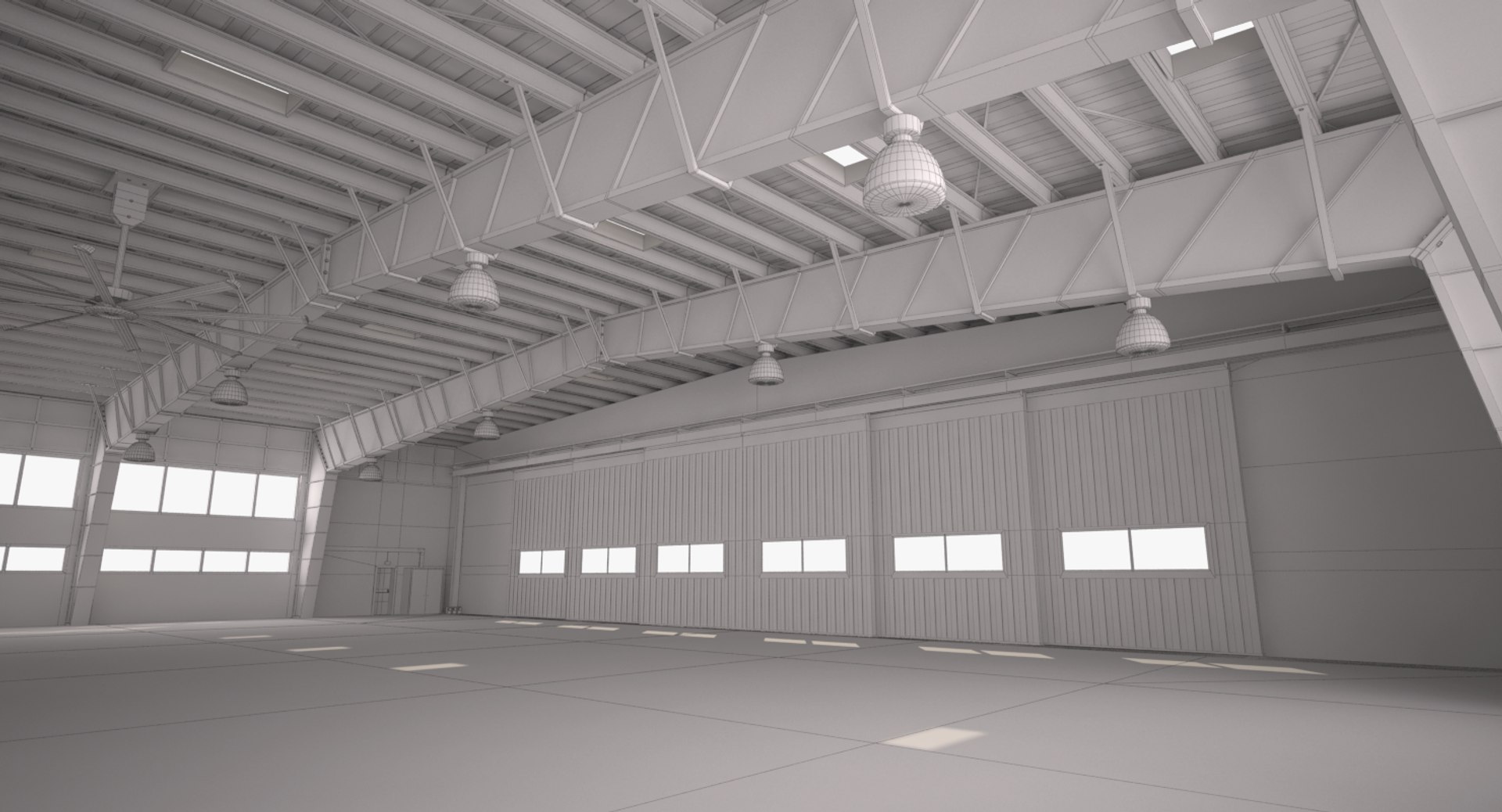 hangar warehouse 3d model