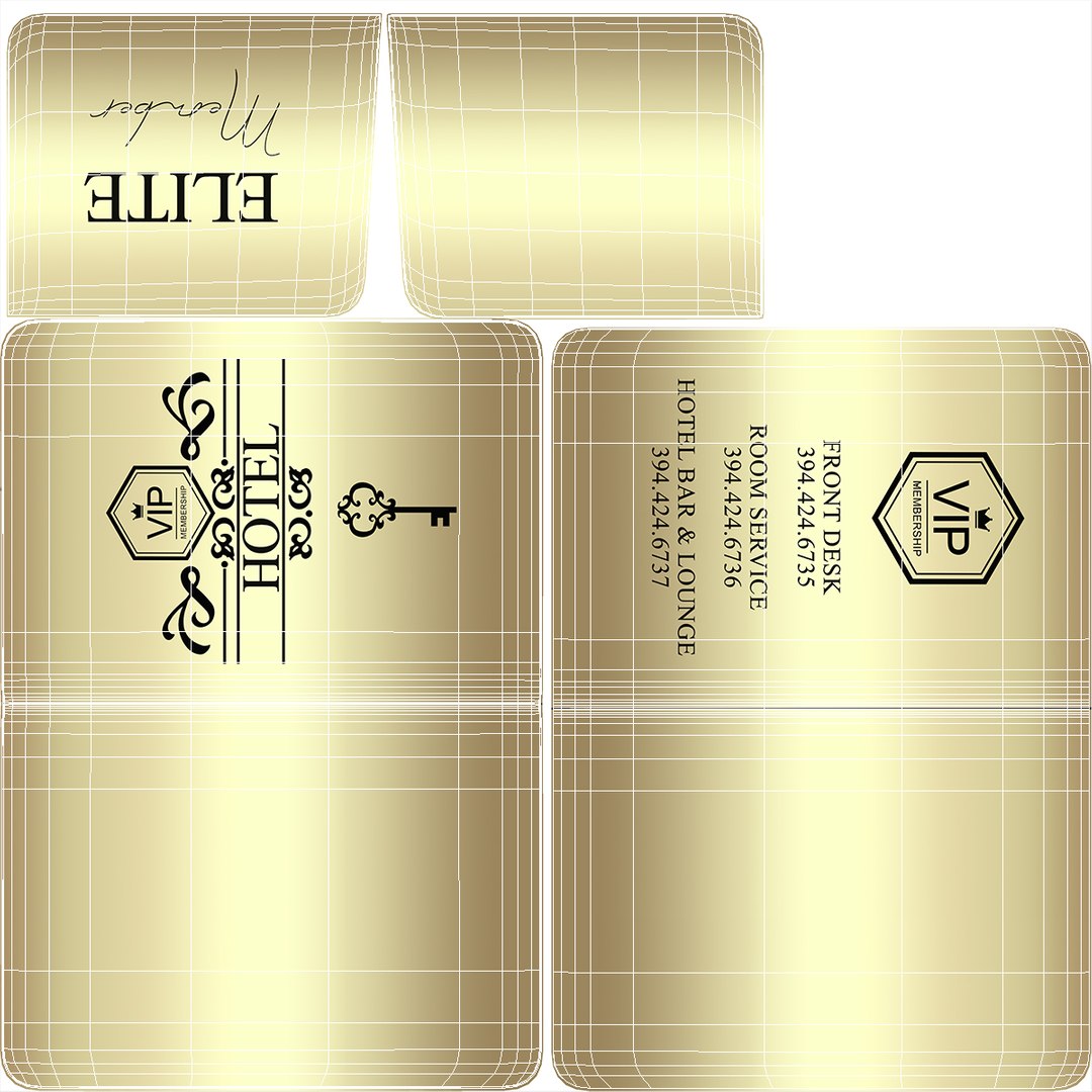 Hotel Room Keycard Gold Open Model - TurboSquid 2273087
