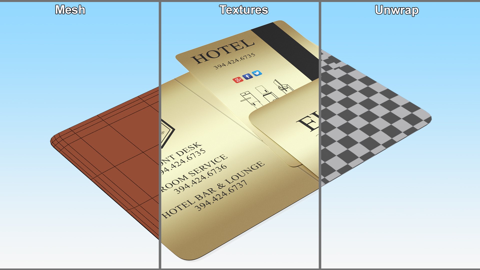 Hotel Room Keycard Gold Open Model - TurboSquid 2273087