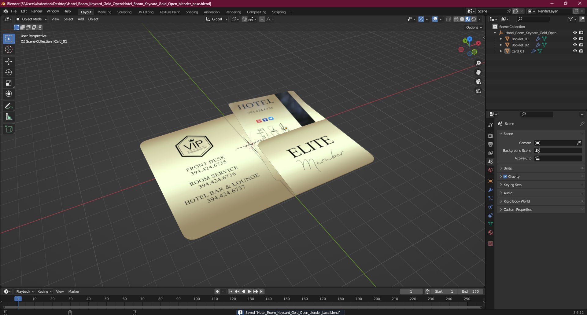 Hotel Room Keycard Gold Open Model - TurboSquid 2273087