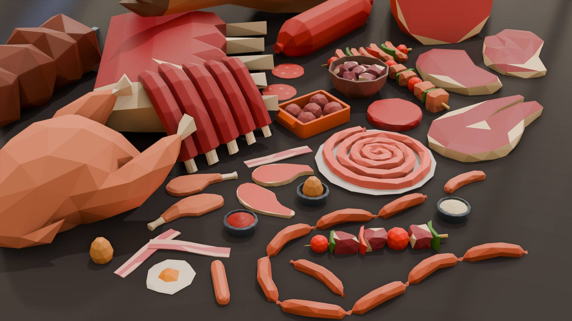 Collection 41 Meat Low Poly Model - TurboSquid 2344658